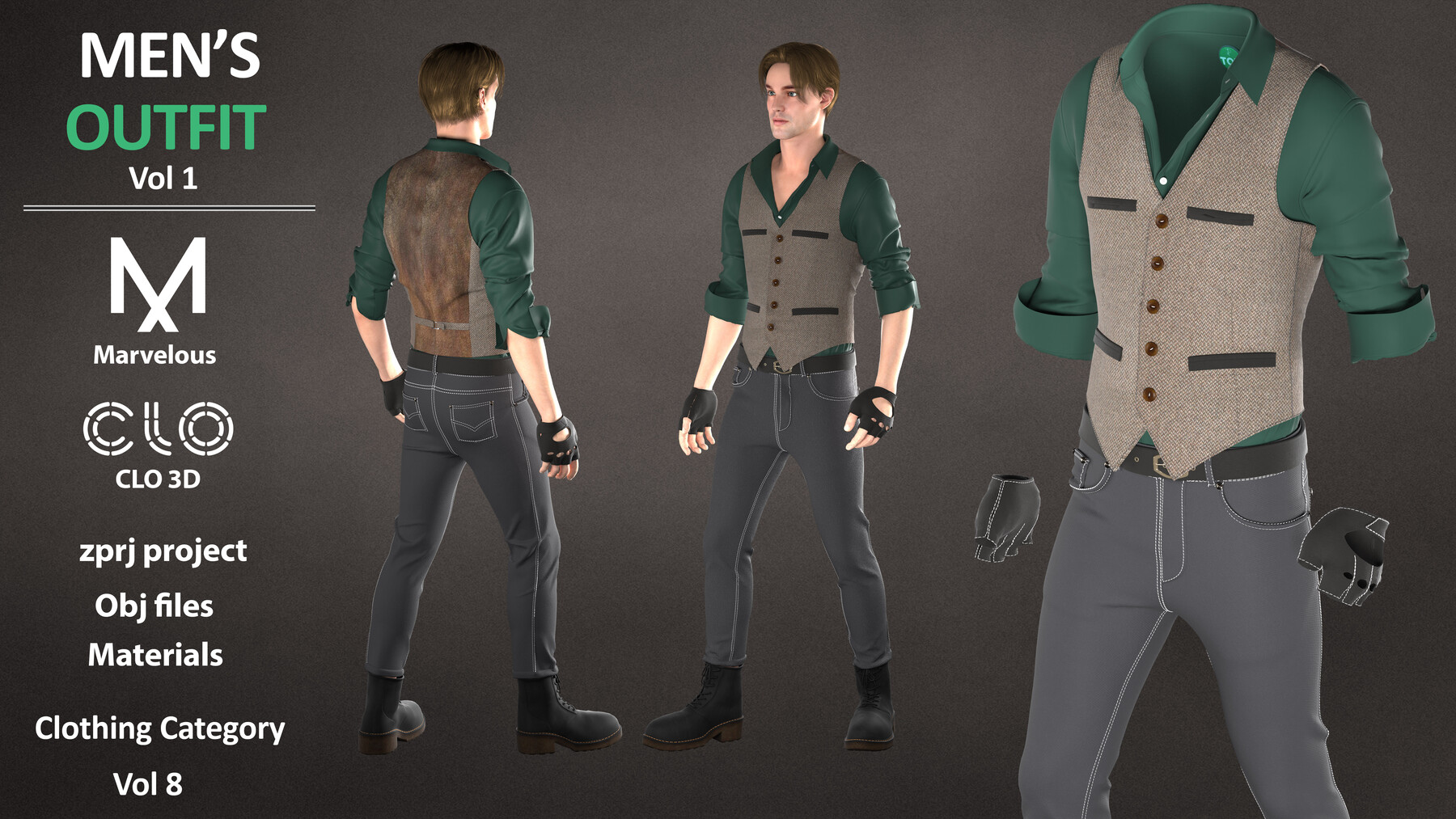 ArtStation - MEN'S OUTFIT (VOL1) / Marvelous / CLO Project file + ZPRJ ...