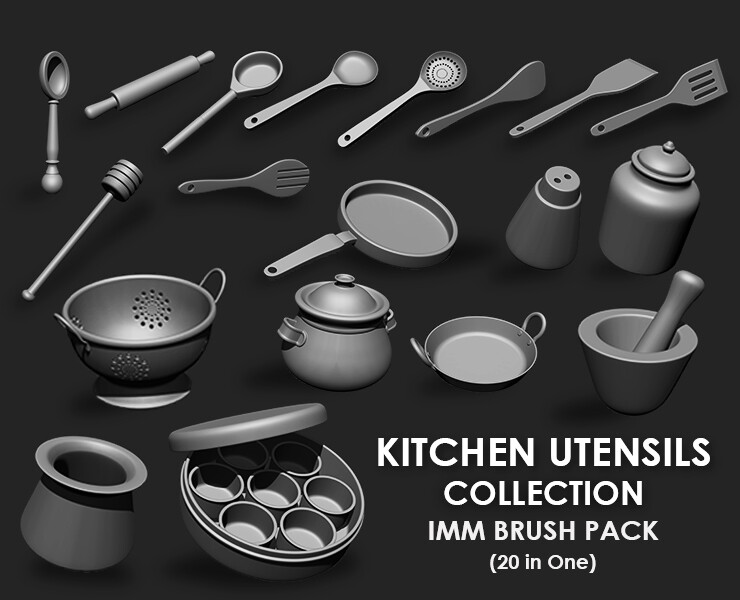 ArtStation - Kitchen Utensils Collection IMM Brushes 20 in one | Brushes