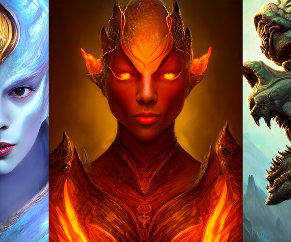 ArtStation - Pack of 69 Elemental portraits (Fire, Water, Air, Earth ...