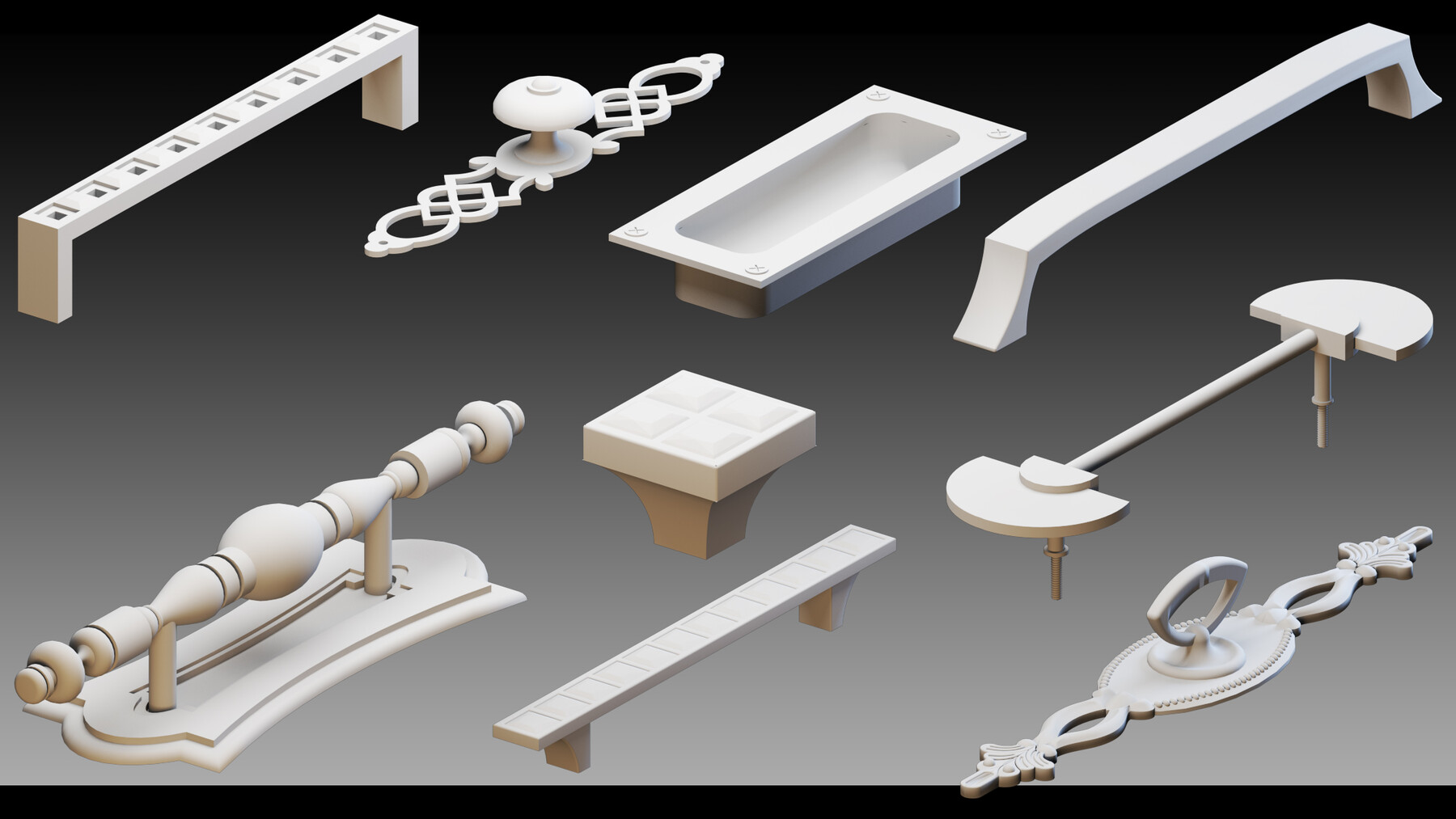 ArtStation - +140 Cabinet Handles- High detail 3d models | Resources