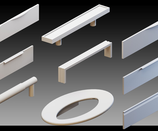ArtStation - +140 Cabinet Handles- High detail 3d models | Resources