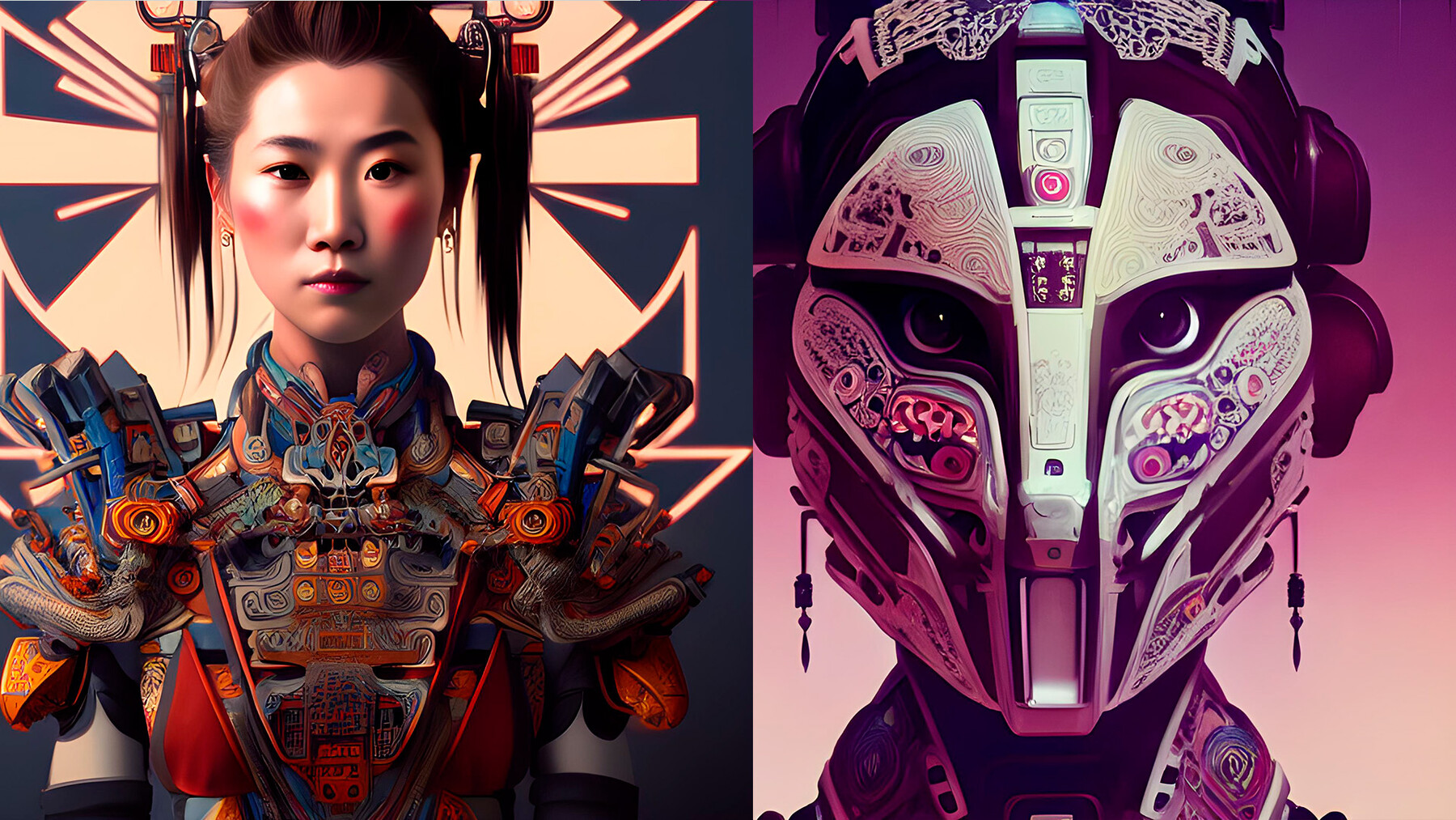 ArtStation - Pack of 24 portraits of cyberpunk geisha cyborg | Artworks