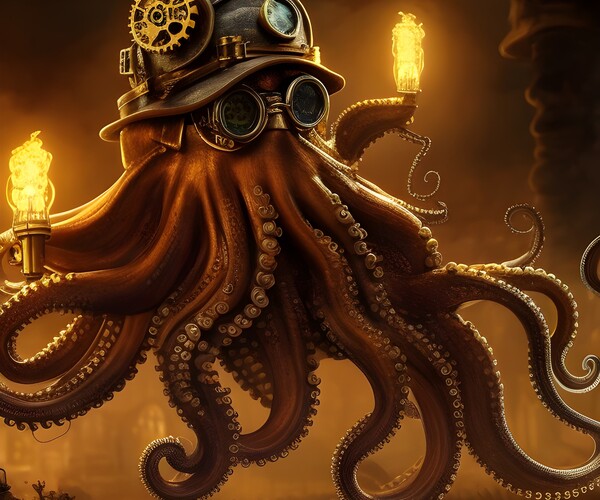 ArtStation - Pack of 59 Steampunk octopus | Artworks