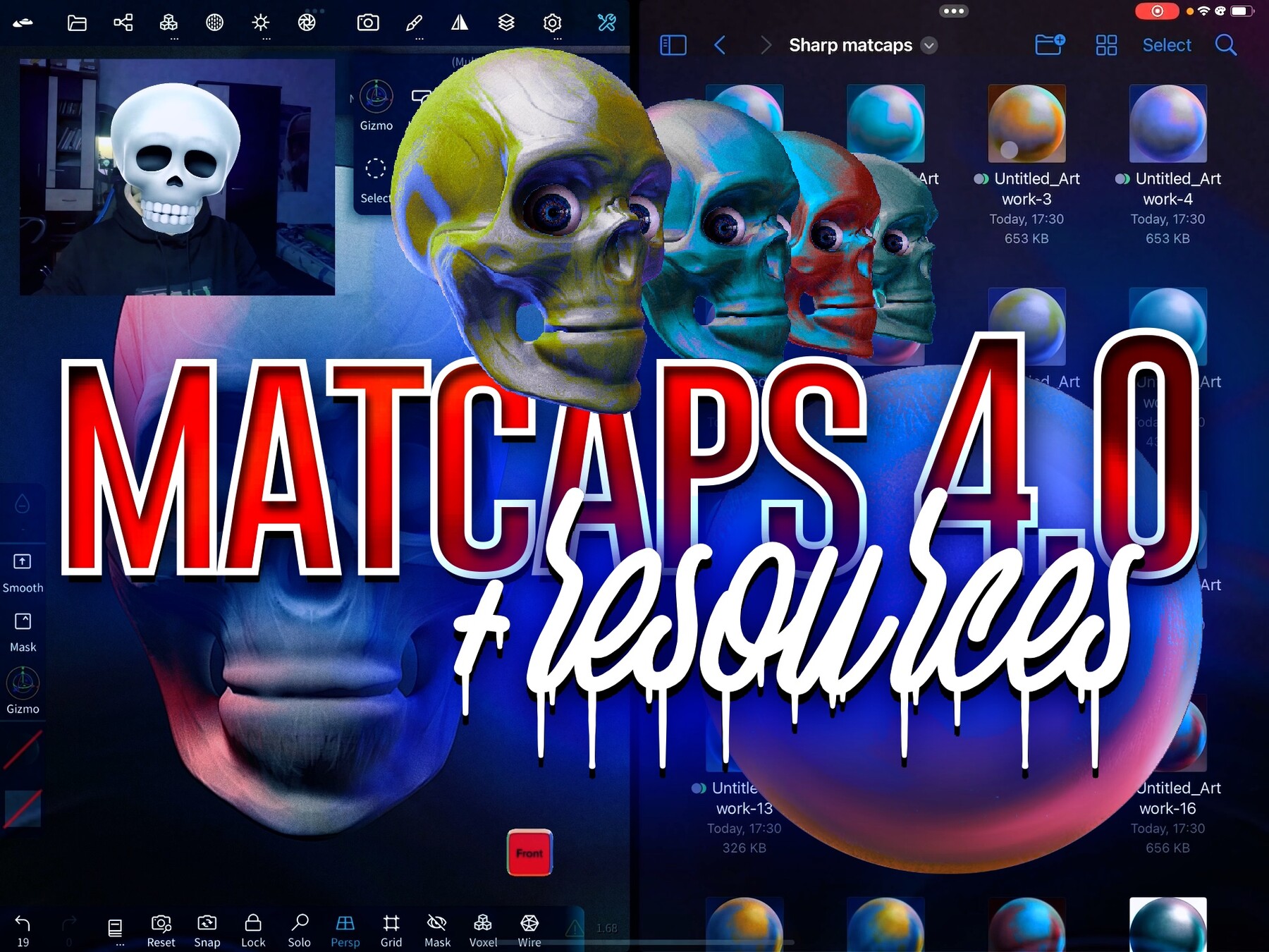 ArtStation - MATCAPS 4.0 - resource pack - png files, nomad sculpt json tools, and 3D skull ...