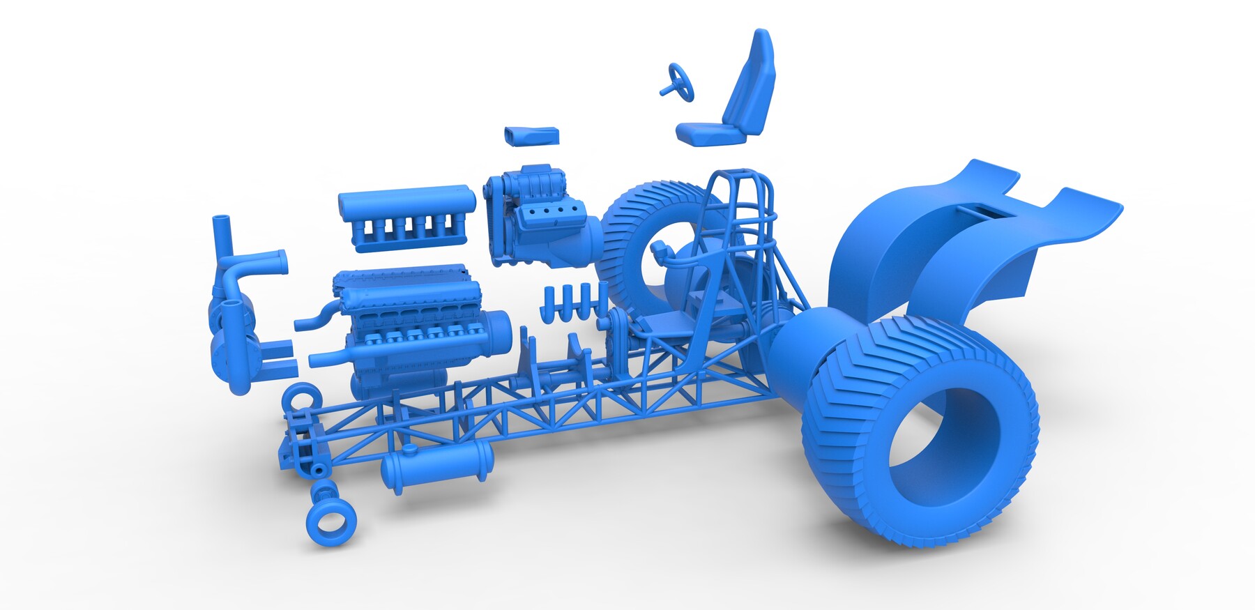 ArtStation - 3D printable Diecast Pulling tractor with V12 and V8 engines Scale 1:25 | Resources