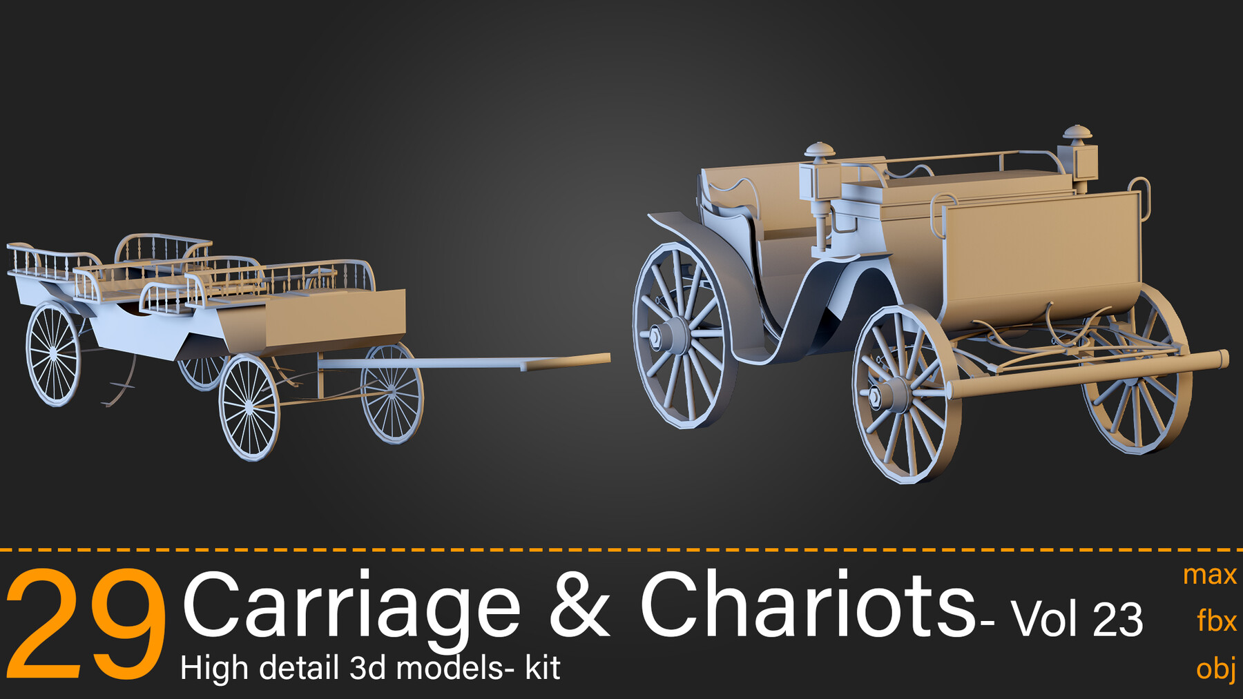 ArtStation - 29 Carriage & Chariots- Vol 23 3d models-max.fbx.obj ...