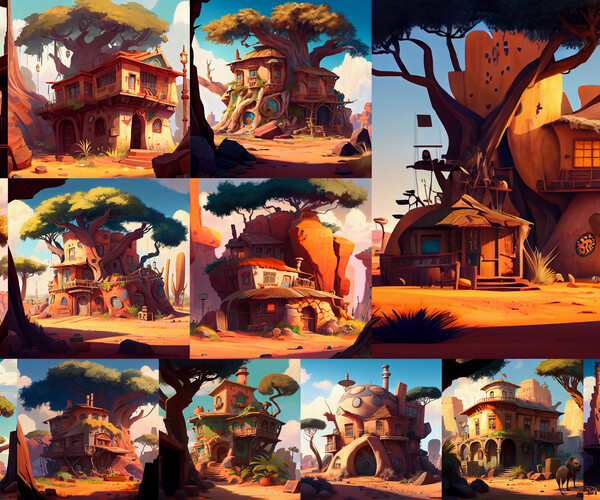 ArtStation - 200 Cartoon House Illustration Pack Vol.02 | Artworks
