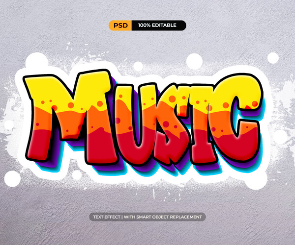 ArtStation - 3D Music PSD fully editable text effect. Layer style PSD ...