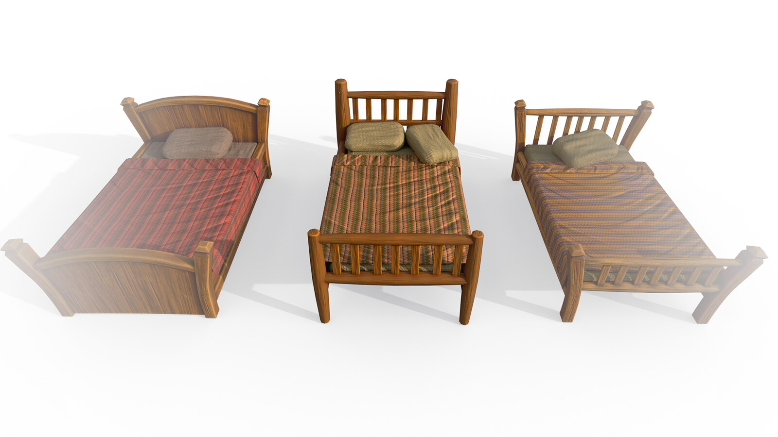 ArtStation - Set of stylized beds with pillow and blanket PBR game ...