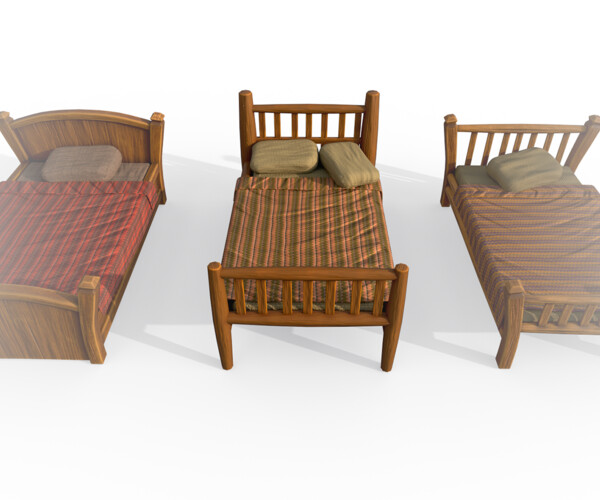 ArtStation - Set of stylized beds with pillow and blanket PBR game ...