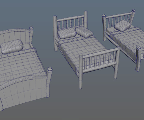 ArtStation - Set of stylized beds with pillow and blanket PBR game ...