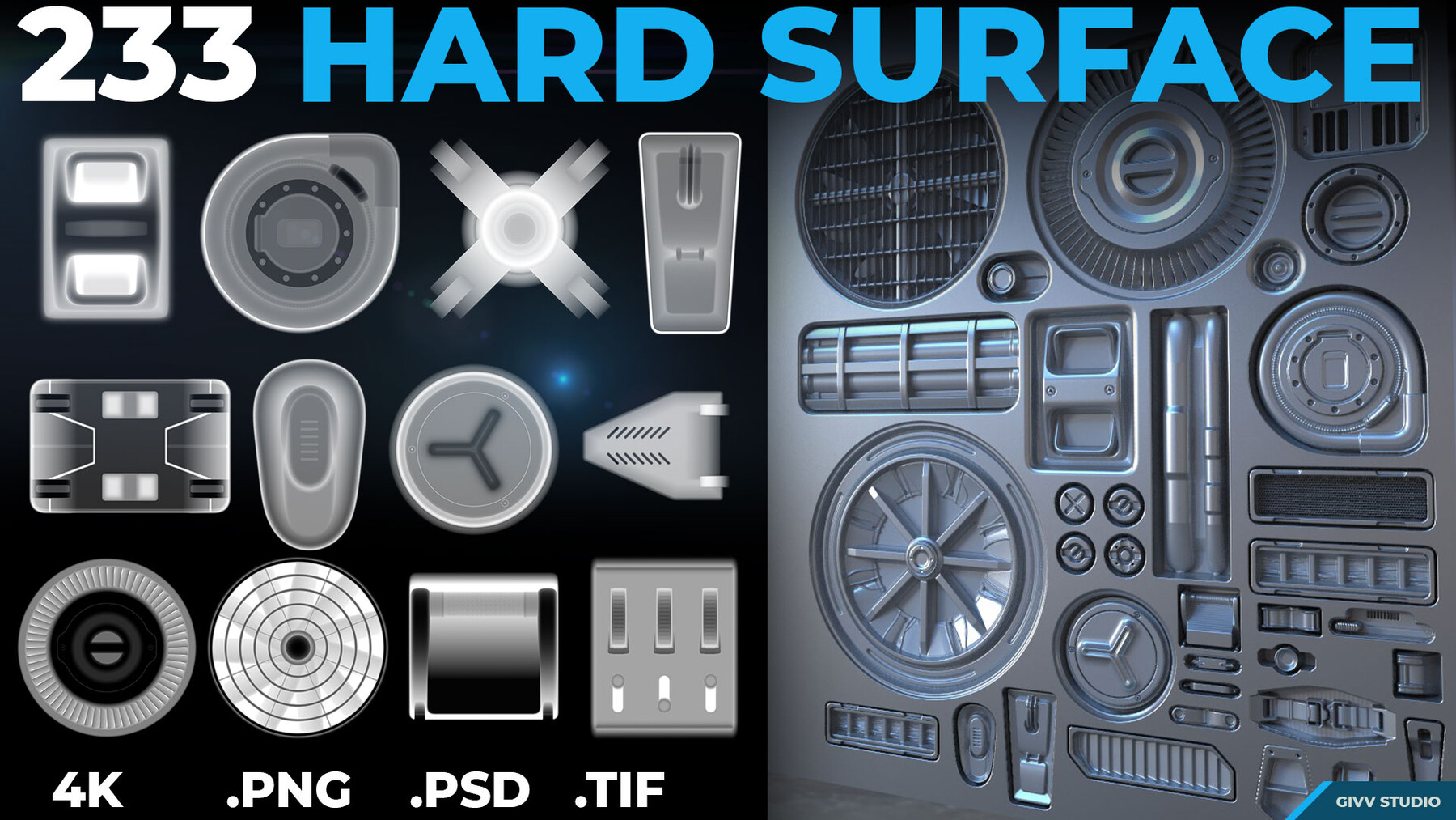 Arash Olfate - 233 Hard Surface Brush (Heightmap/Alpha) (4k) (Psd/Tif/Png)