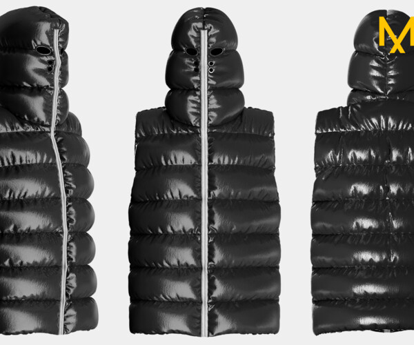 ArtStation - Streetwear Puffer Balaclava Vest #009 - Clo 3D / Marvelous ...