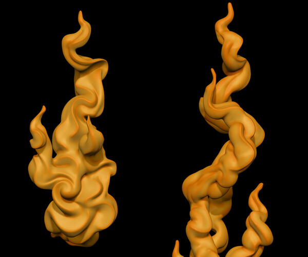 ArtStation - fire effect stylized pack 2 IMM brush and .obj files | Brushes