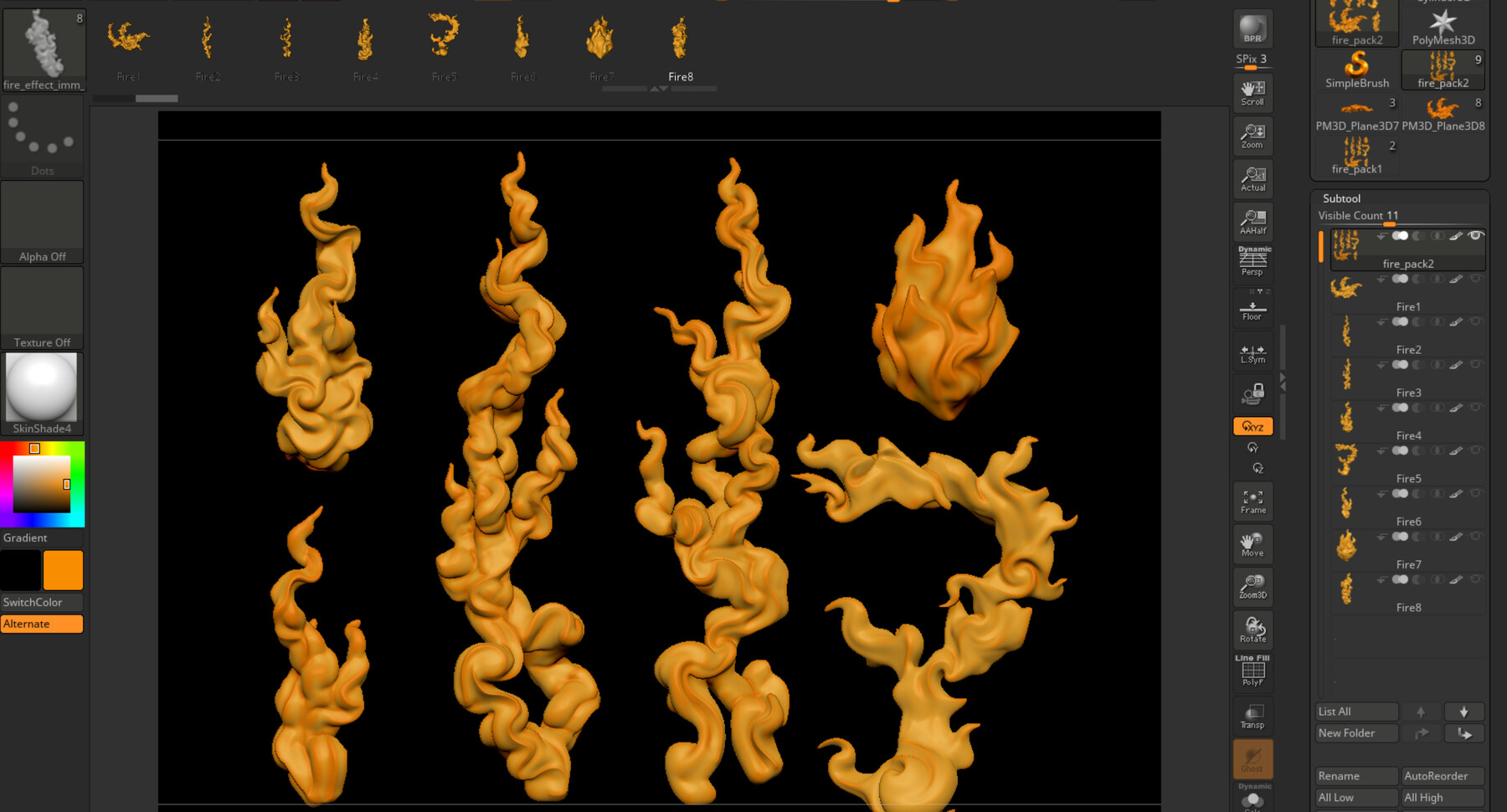 ArtStation - fire effect stylized pack 2 IMM brush and .obj files | Brushes