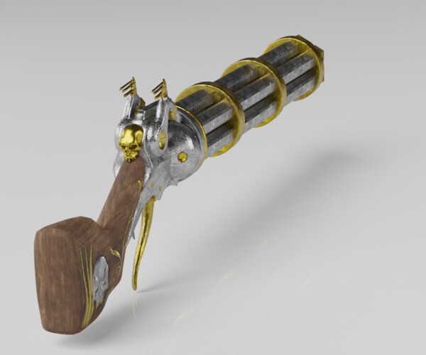ArtStation - Gothic six-barreled machine gun | Game Assets