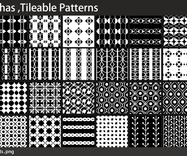 ArtStation - 300Alphas ,Tileable Patterns _ VOL 2 | Brushes