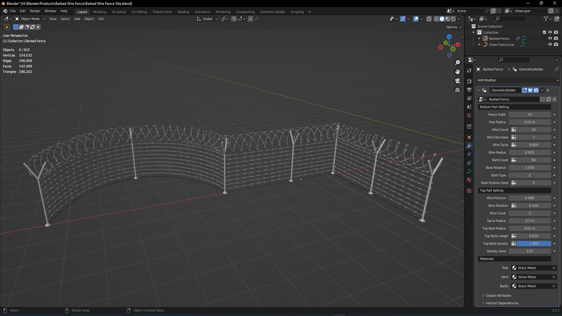 ArtStation - Procedural Barbed Wire Fence | Game Assets