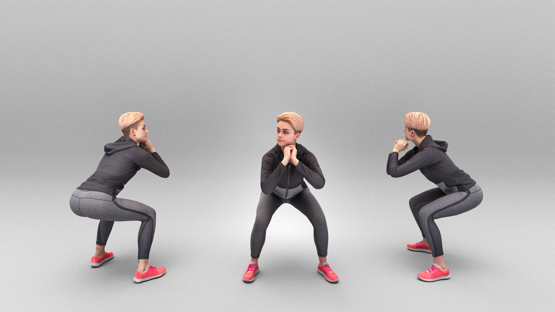 ArtStation - Young woman doing squats 376 | Game Assets