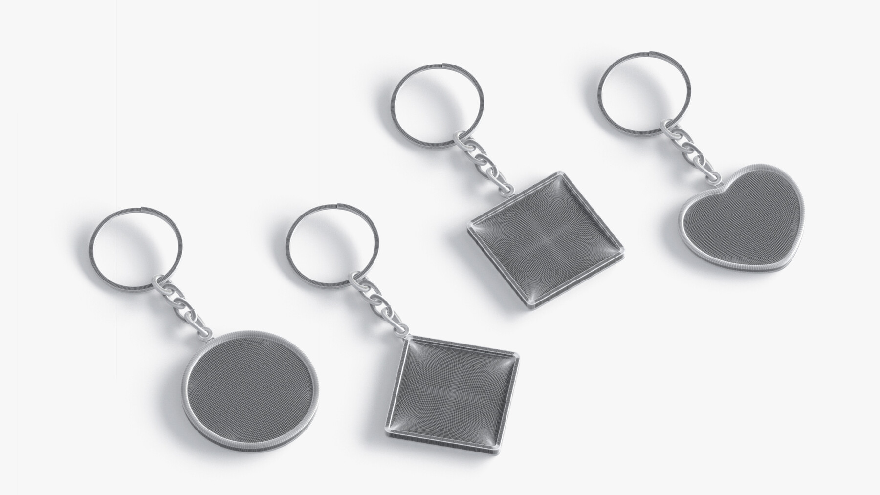 ArtStation - Keychain Shapes set - round square rhombus heart key tag ...