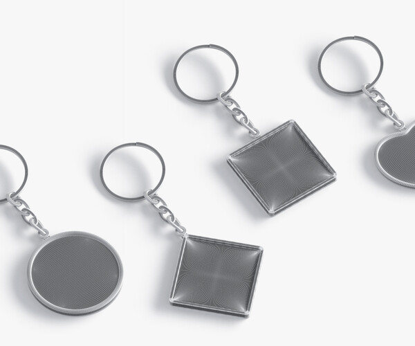 ArtStation - Keychain Shapes set - round square rhombus heart key tag ...