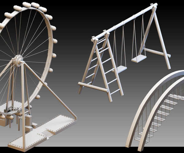 ArtStation - 33 Funfair Objects- Vol 01- High detail 3d models | Resources