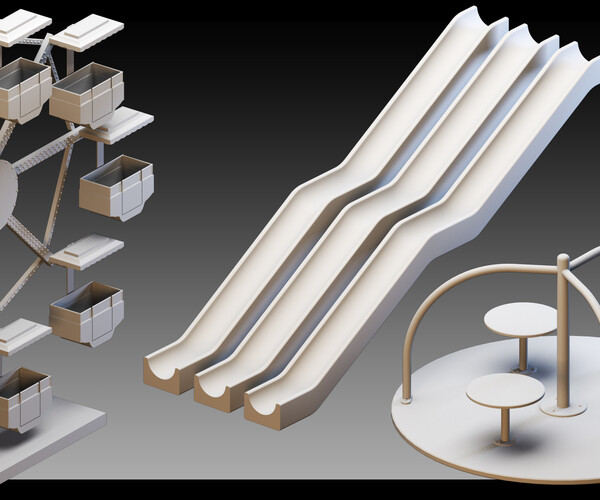 ArtStation - 33 Funfair Objects- Vol 01- High detail 3d models | Resources