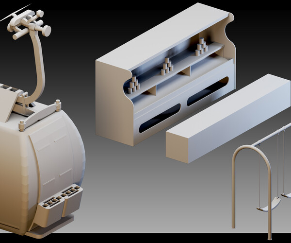 ArtStation - 33 Funfair Objects- Vol 01- High detail 3d models | Resources