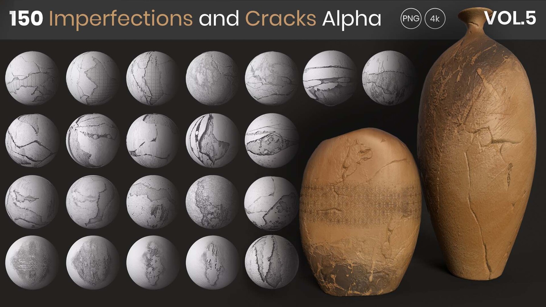 ArtStation - 150 Imperfections and Cracks Alpha Vol.05 | Brushes