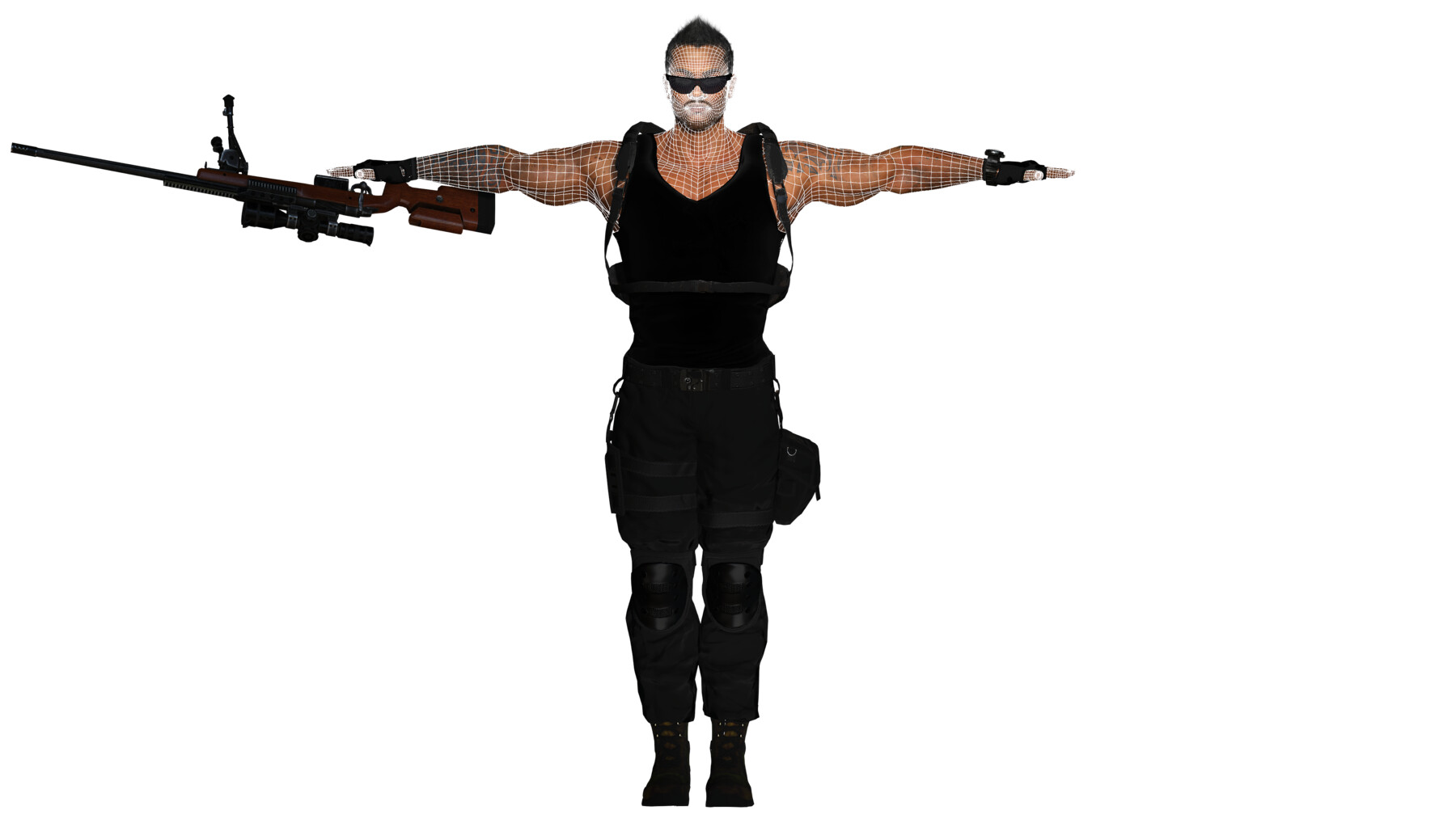 ArtStation - AAA 3D REALISTIC BLACK MALE CHARACTER - GUN SHOOTER MAN ...