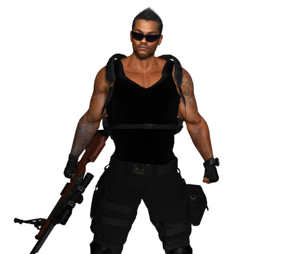 ArtStation - AAA 3D REALISTIC BLACK MALE CHARACTER - GUN SHOOTER MAN ...