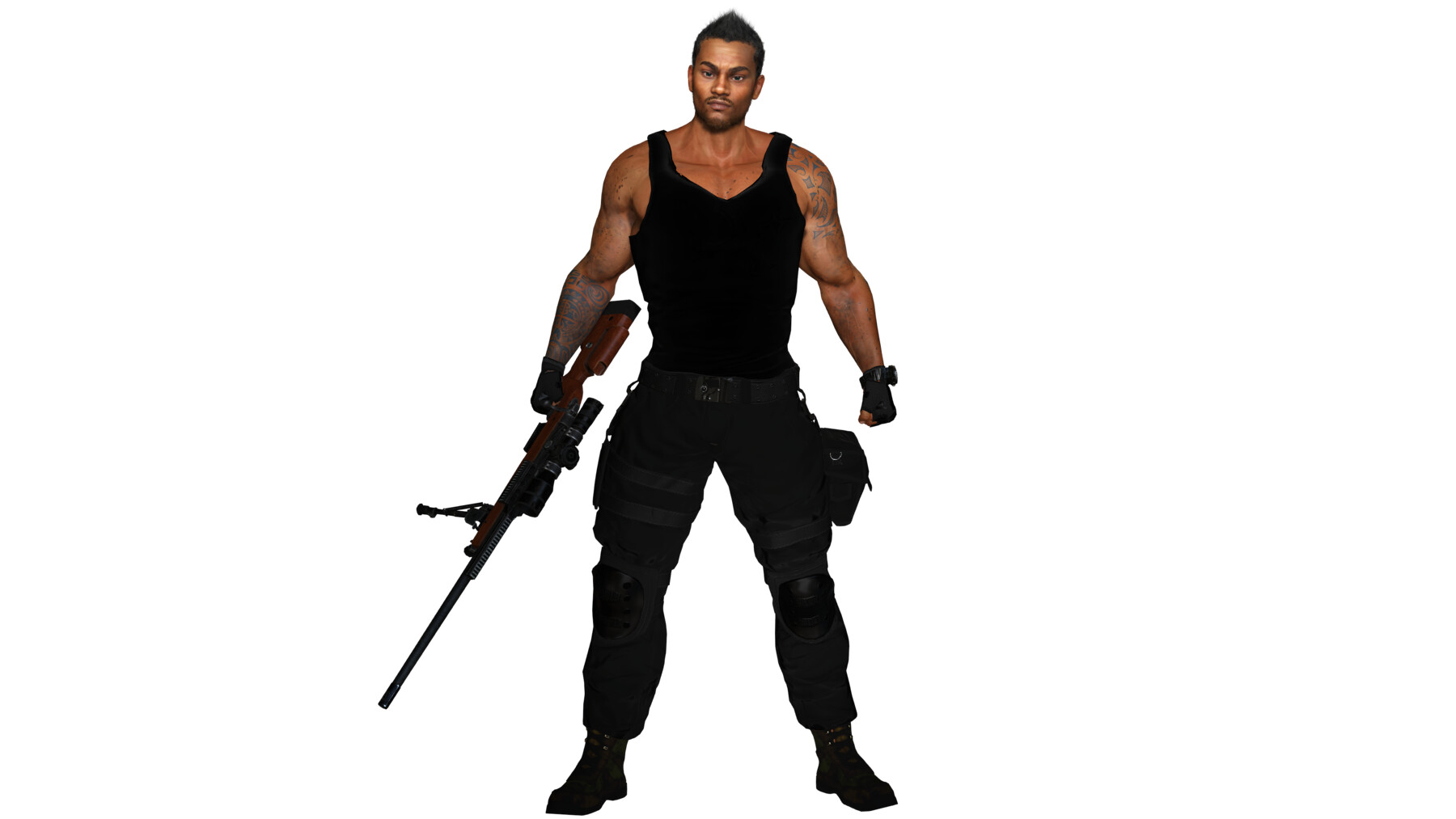 ArtStation - AAA 3D REALISTIC BLACK MALE CHARACTER - GUN SHOOTER MAN ...