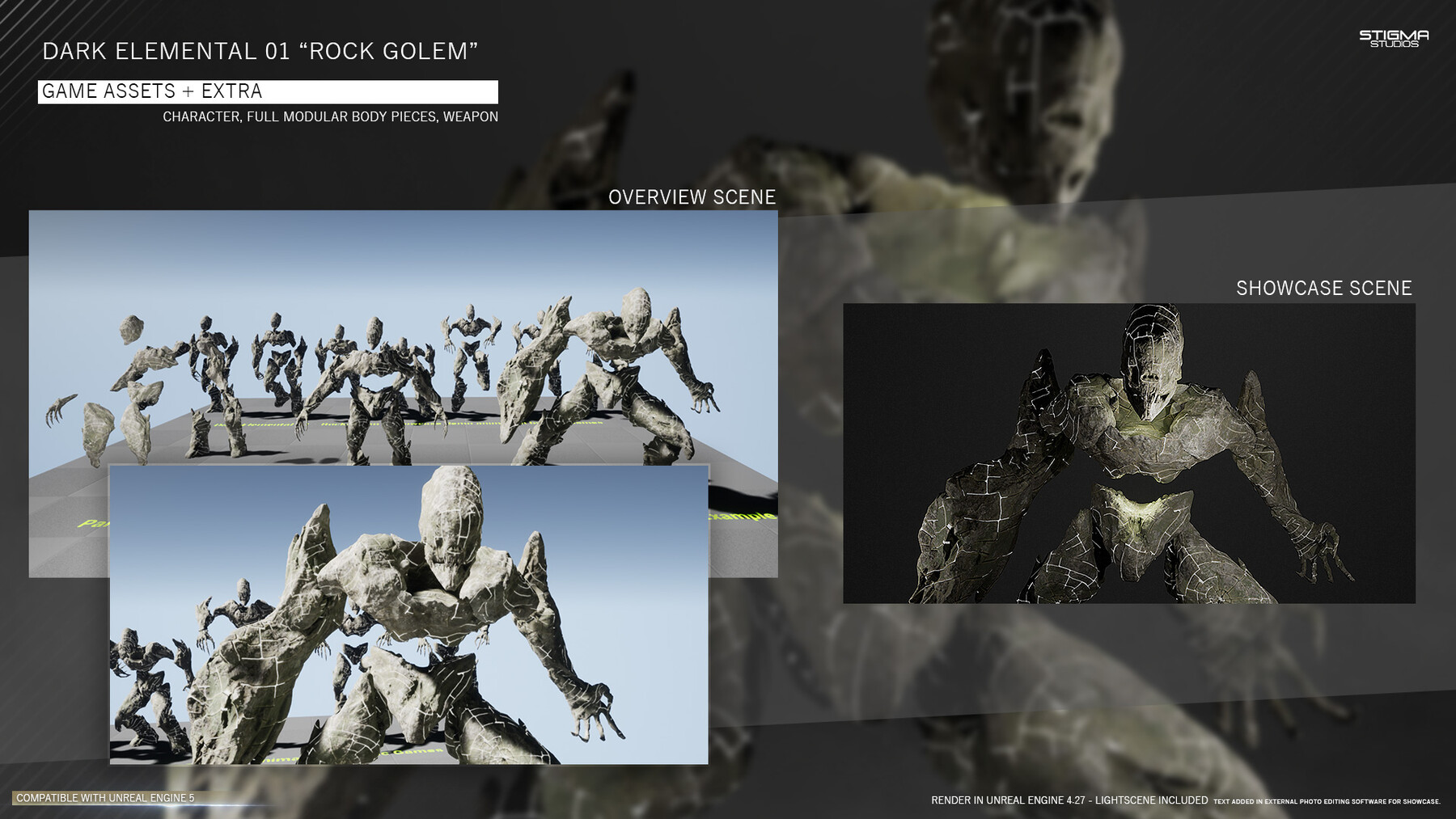 ArtStation - Dark Elemental 01 "Rock Golem" - Game Assets + Extra ...