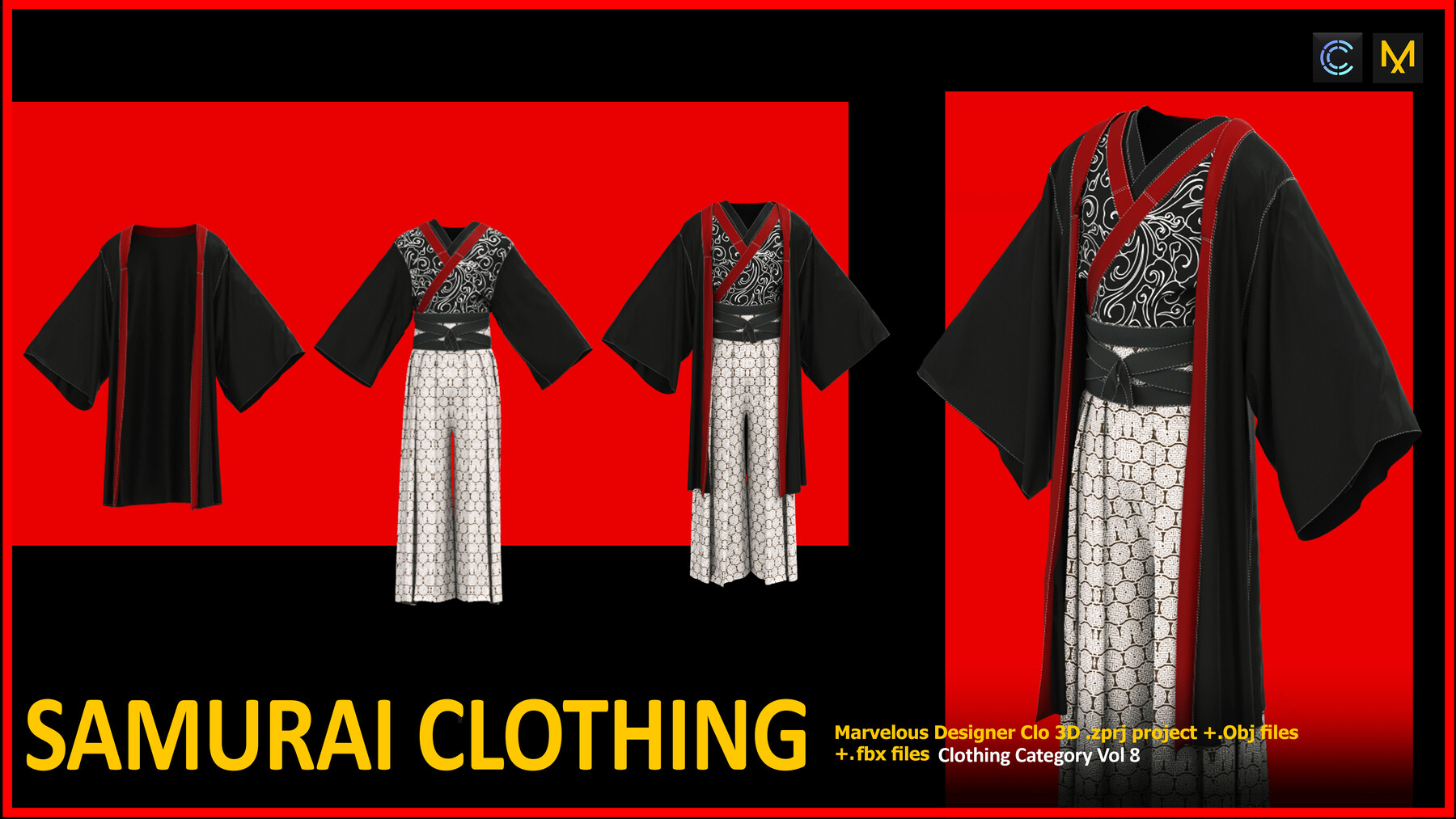 ArtStation - SAMURAI clothing (Projects Files: ZPRJ, OBJ, FBX) VOL 8 ...