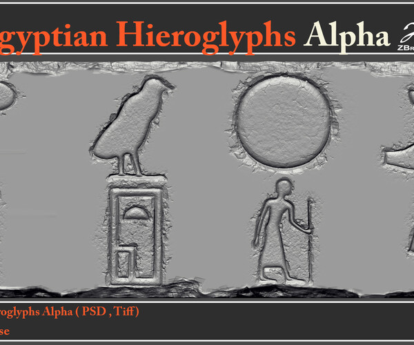 ArtStation - 100 Egyptian Hieroglyphs Alpha Maps | Brushes