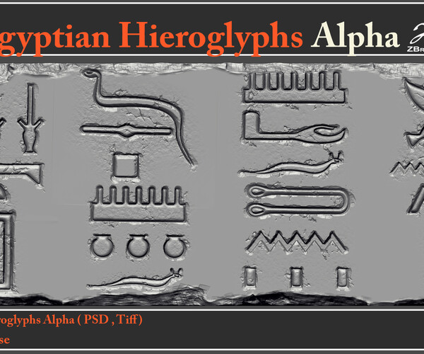 ArtStation - 100 Egyptian Hieroglyphs Alpha Maps | Brushes