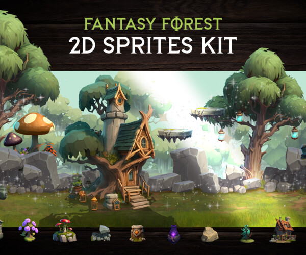 ArtStation - Fantasy Forest 2D Sprites Kit | Game Assets