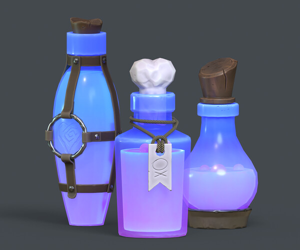 ArtStation - Magic potions PBR Low Poly Game Ready Stylized 3d model ...