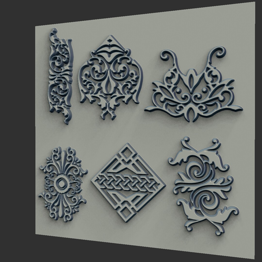 ArtStation - 100+ Single and Ring Ornament Height Map Pack | Brushes