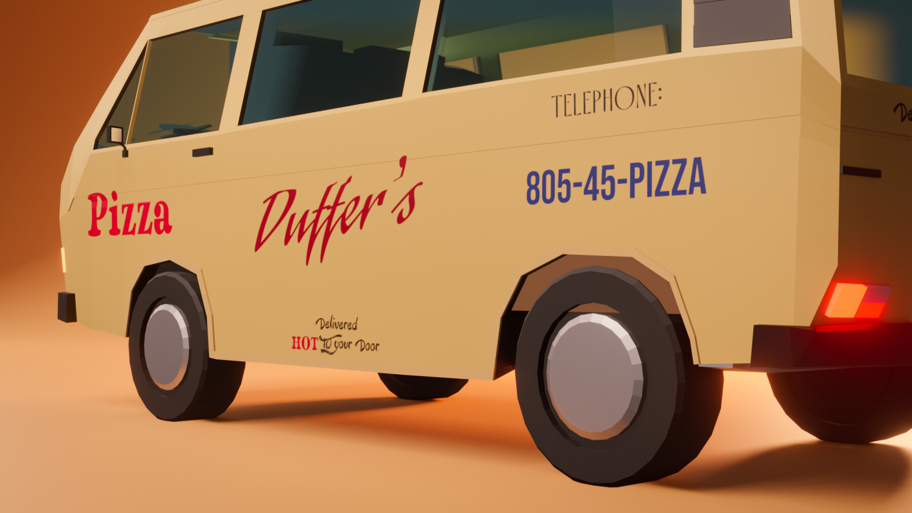 ArtStation - Duffers Pizza 3D Low Poly Van | Game Assets