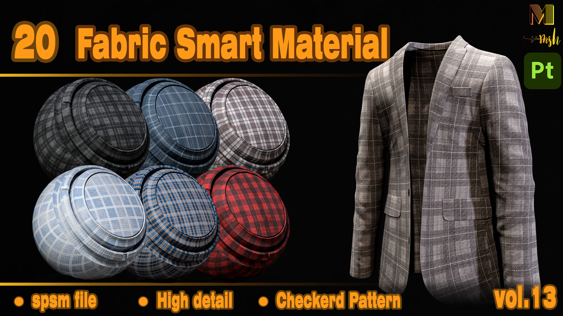 ArtStation - 20 Checkerd Fabric Smart Material - VOL 13 (spsm file + 2 ...