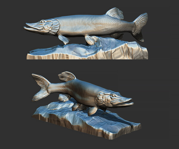 ArtStation - Pike fish on the base | Resources