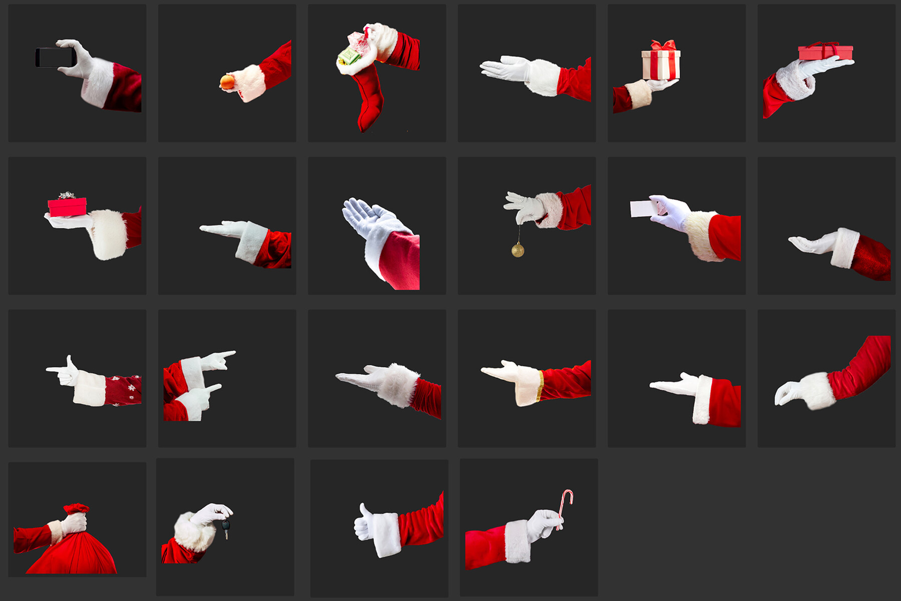 ArtStation - 50 Santa Hand Overlays, Christmas overlay, Separate PNG ...