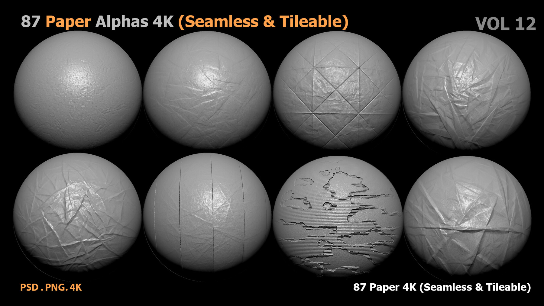 ArtStation - 87 Paper Alphas (Seamless & Tileable) VOL 12 | Brushes