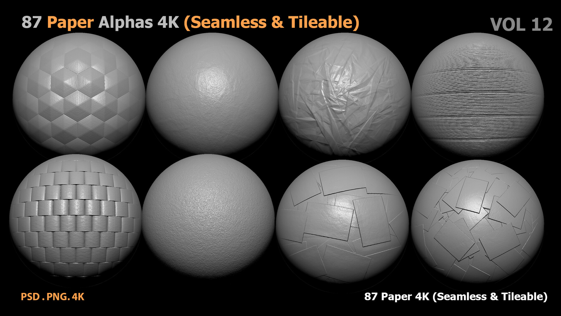 ArtStation - 87 Paper Alphas (Seamless & Tileable) VOL 12 | Brushes