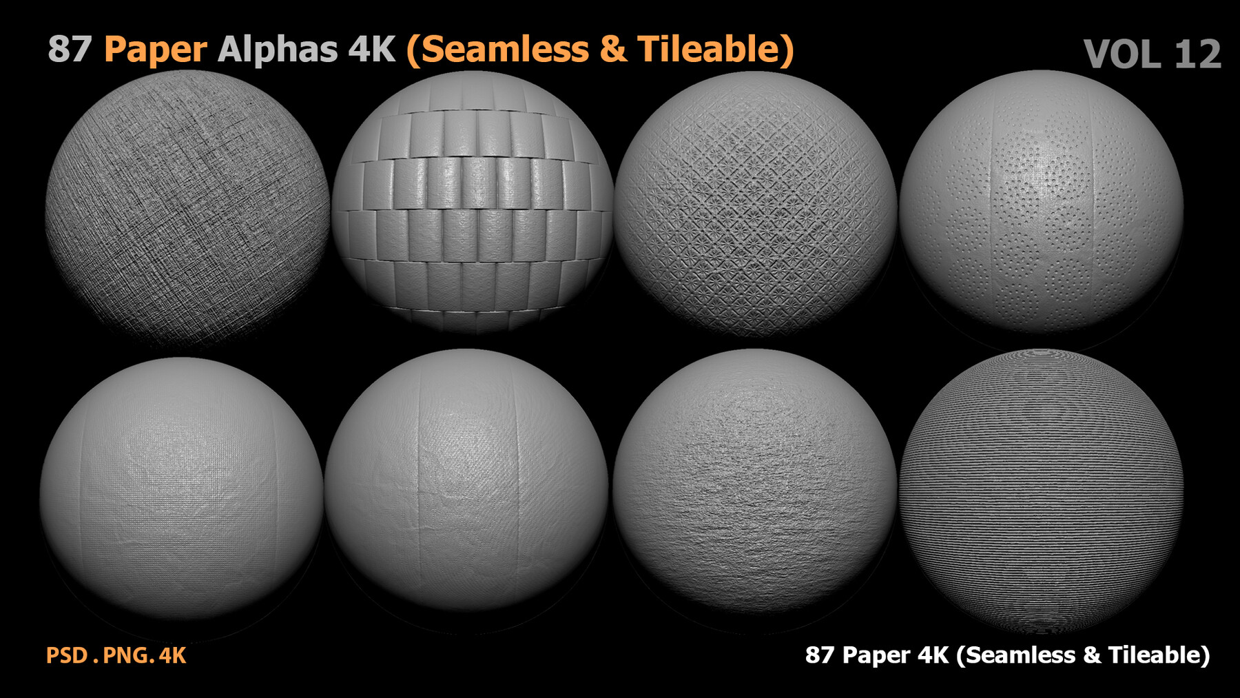 ArtStation - 87 Paper Alphas (Seamless & Tileable) VOL 12 | Brushes