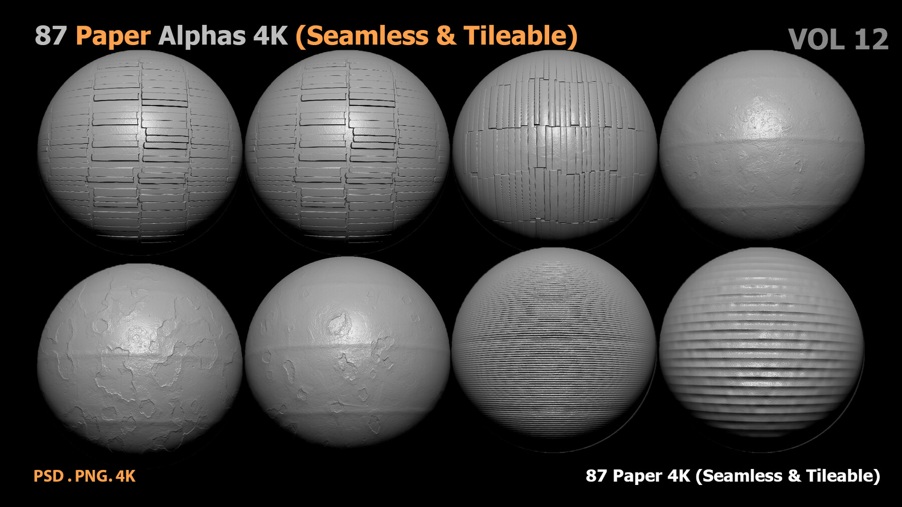 ArtStation - 87 Paper Alphas (Seamless & Tileable) VOL 12 | Brushes