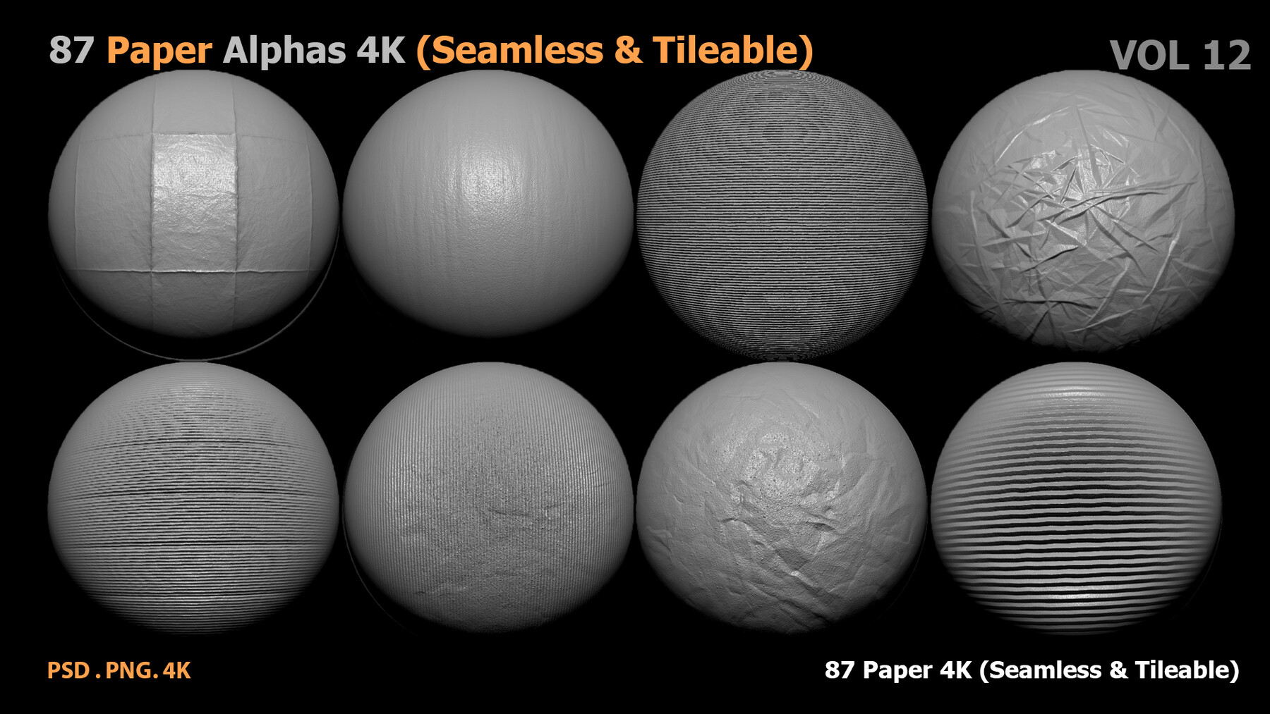 ArtStation - 87 Paper Alphas (Seamless & Tileable) VOL 12 | Brushes