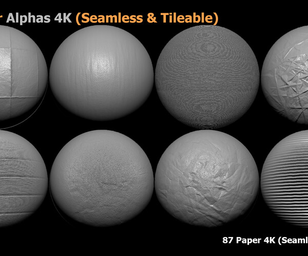 ArtStation - 87 Paper Alphas (Seamless & Tileable) VOL 12 | Brushes