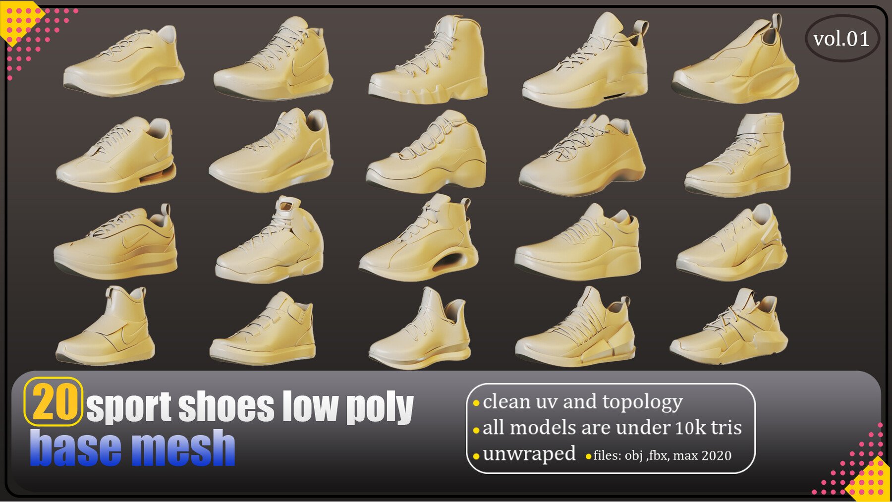ArtStation - 20 sport shoes base meshes | Game Assets